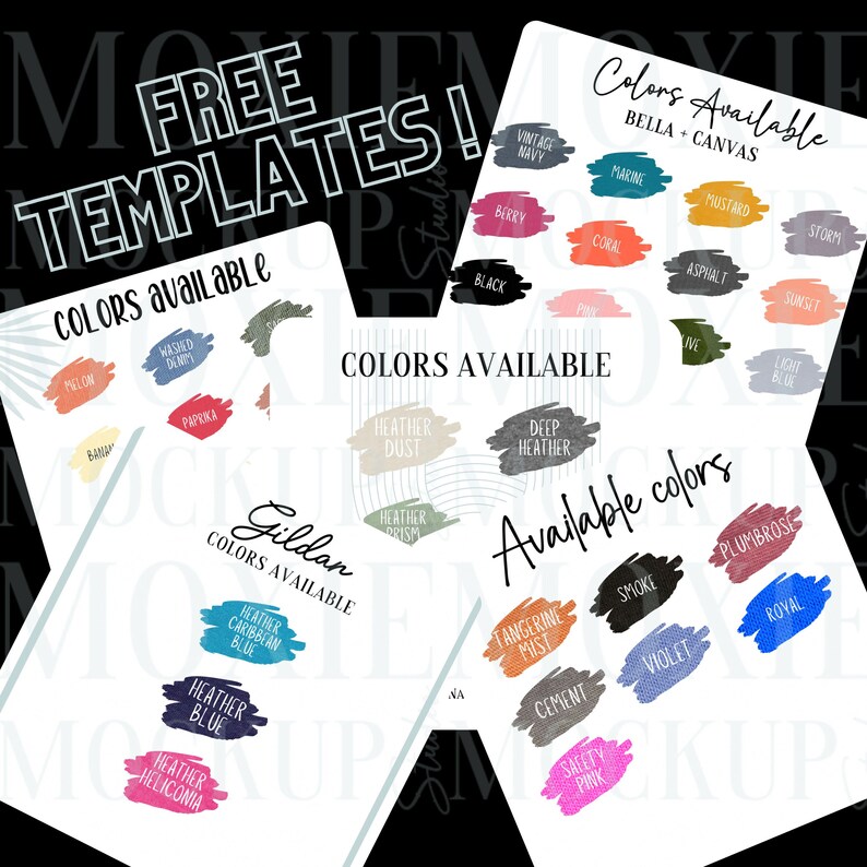 Color Chart Bundle, Current Color Guides, Bella Canvas, Gildan ...