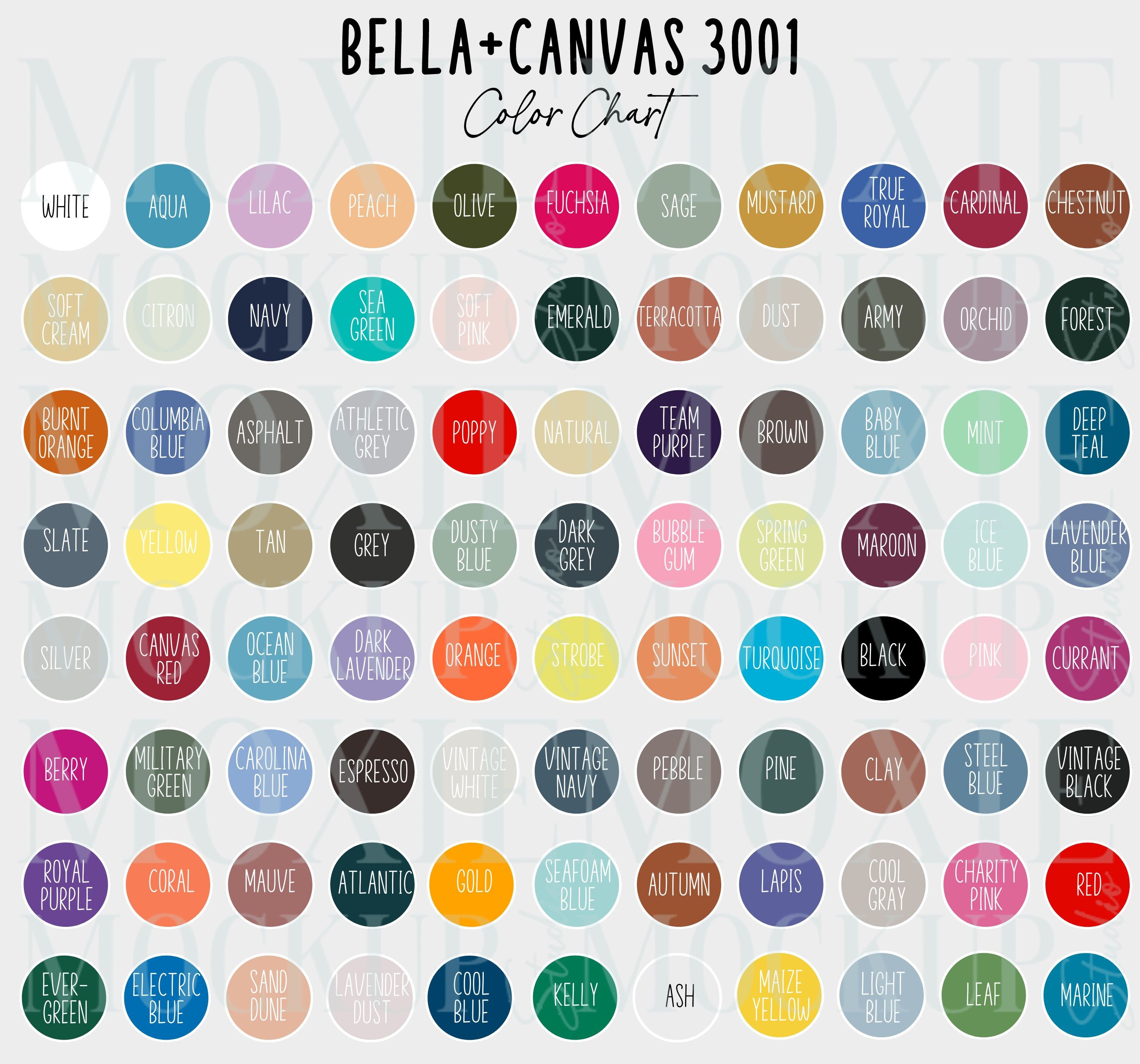 Color Chart Bundle, Current Color Guides, Bella Canvas, Gildan ...