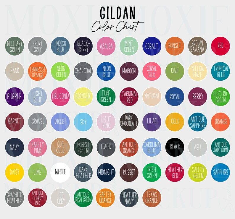 Color Chart Bundle, Current Color Guides, Bella Canvas, Gildan ...