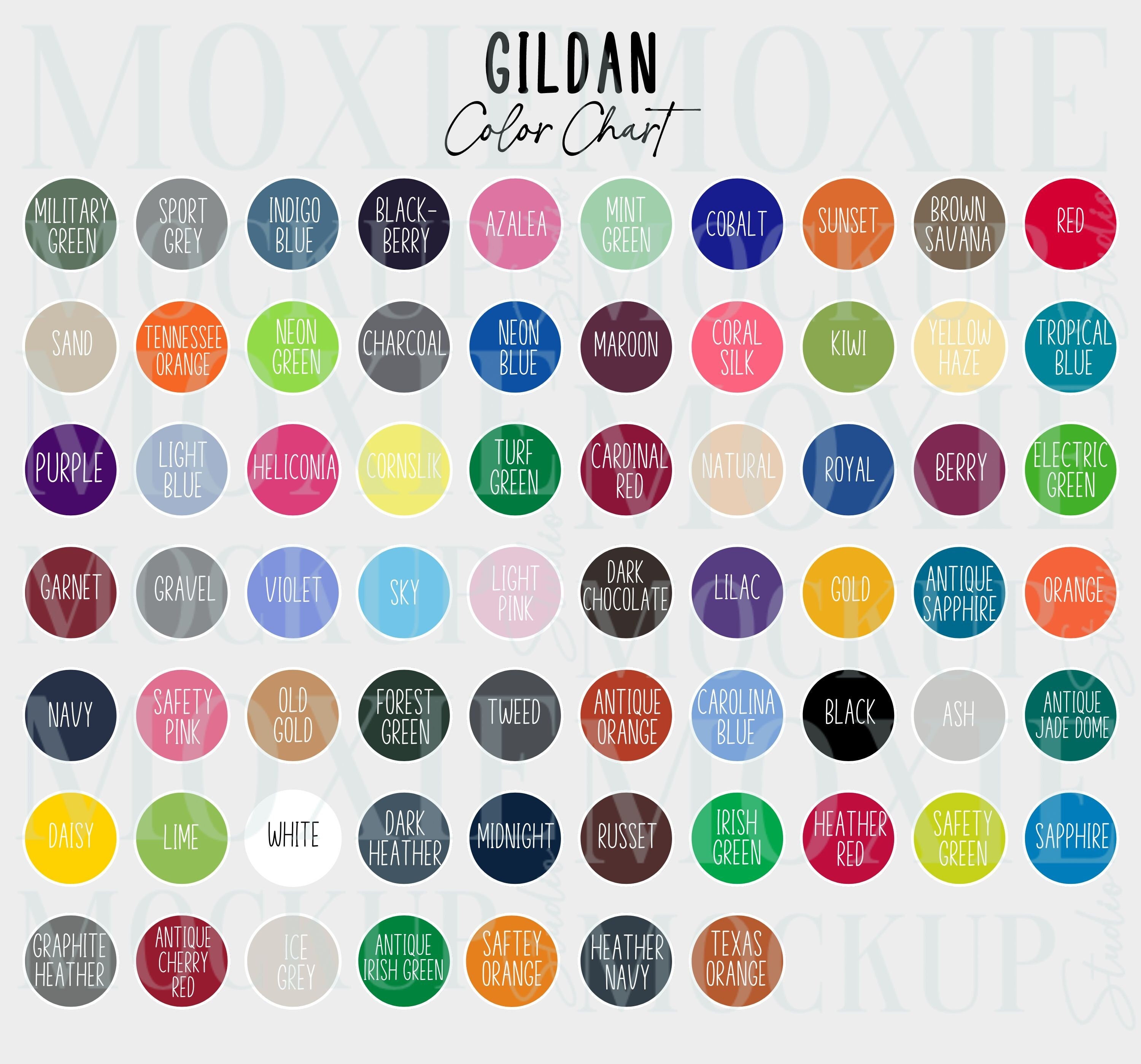 Gildan Color Chart, Non-editable, Tshirt Color Chart, Gildan Color ...