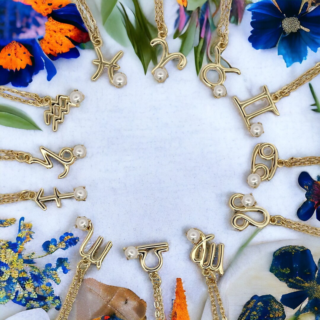 Astrology Signs Sterling Silver Zodiac Shell Pearl Necklace Pendant - Etsy