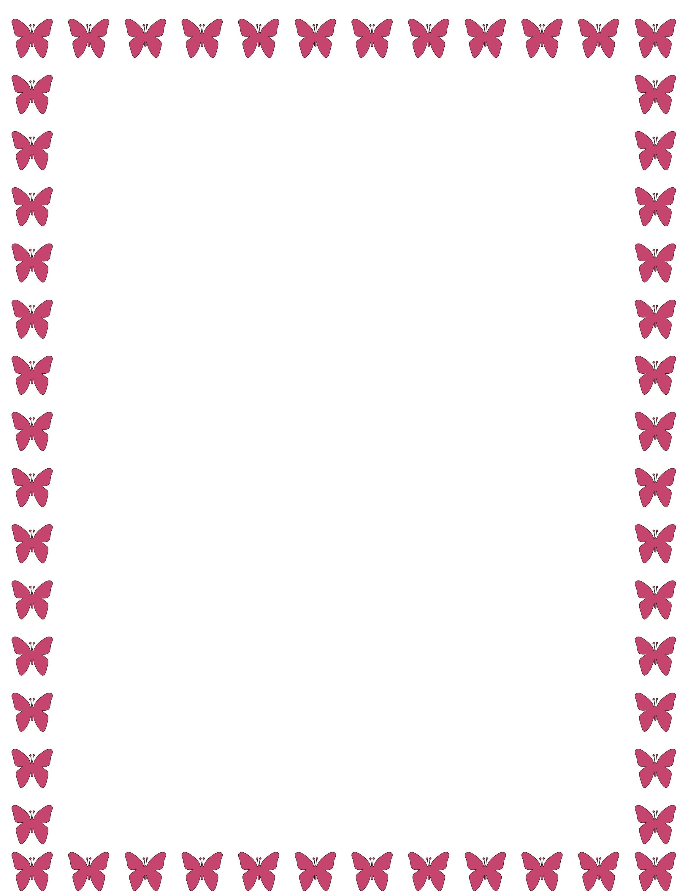 Pink Tropical Butterflies Frame Design Letter Sheet of Paper - Etsy