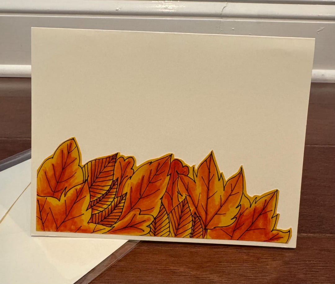 Hand-inked Fall Leaves Card: Blank Occasion Notecard (5x6.5) - Etsy