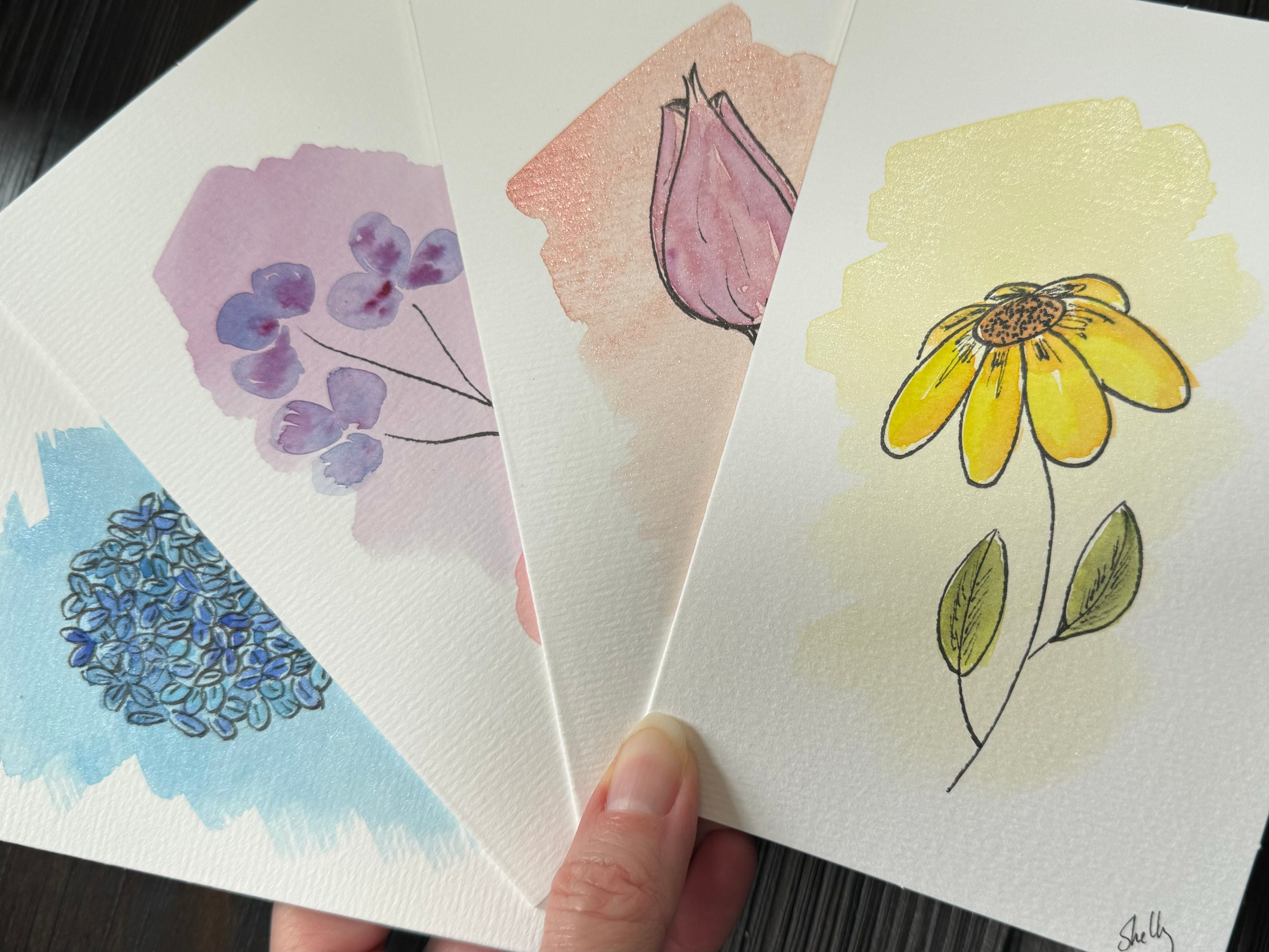 Set of 4 4x6 Hand Painted Watercolor Notecards - Etsy
