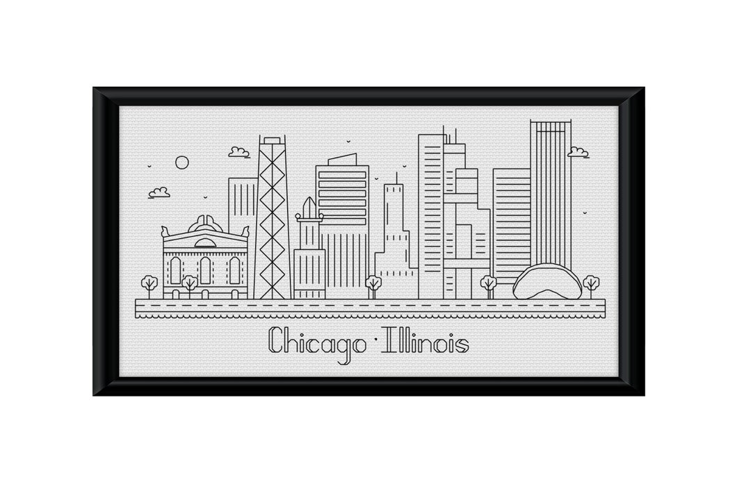 Chicago Blackwork Pattern - Etsy