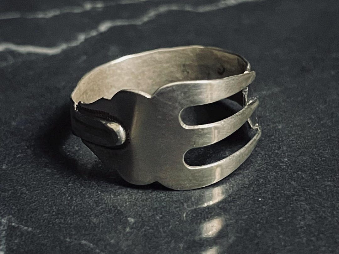 Solid Silver Pickle Fork Ring Beautifully Handcrafted Unusual Unique ...