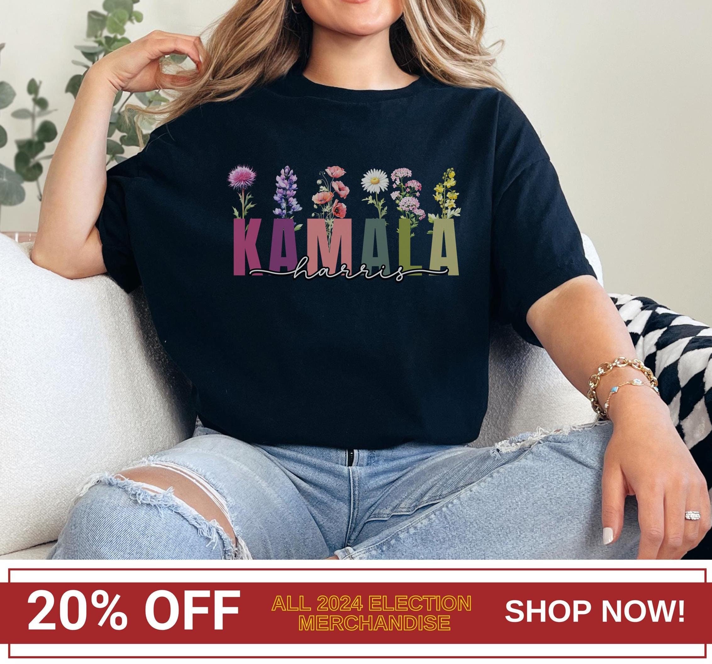 Kamala Harris Wildflower Tee Shirt, 2024 Kamala Harris Election Shirt ...