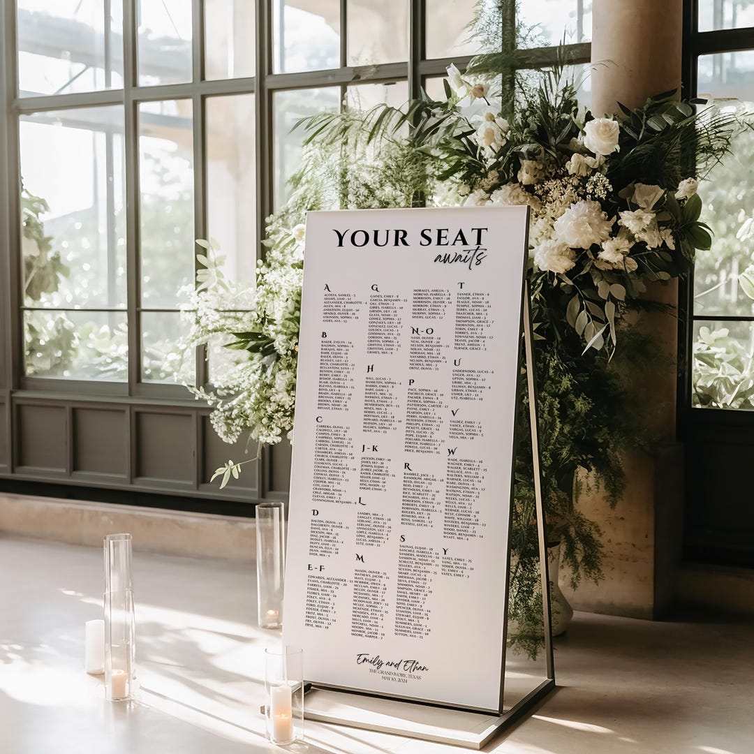 Large Capacity Alphabetical Table Seating Chart, Printable Editable ...