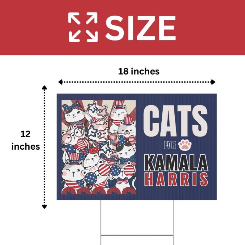 Cats for Kamala Harris 2024 Yard Sign, 18x12 and 24x18 Inches Harris ...