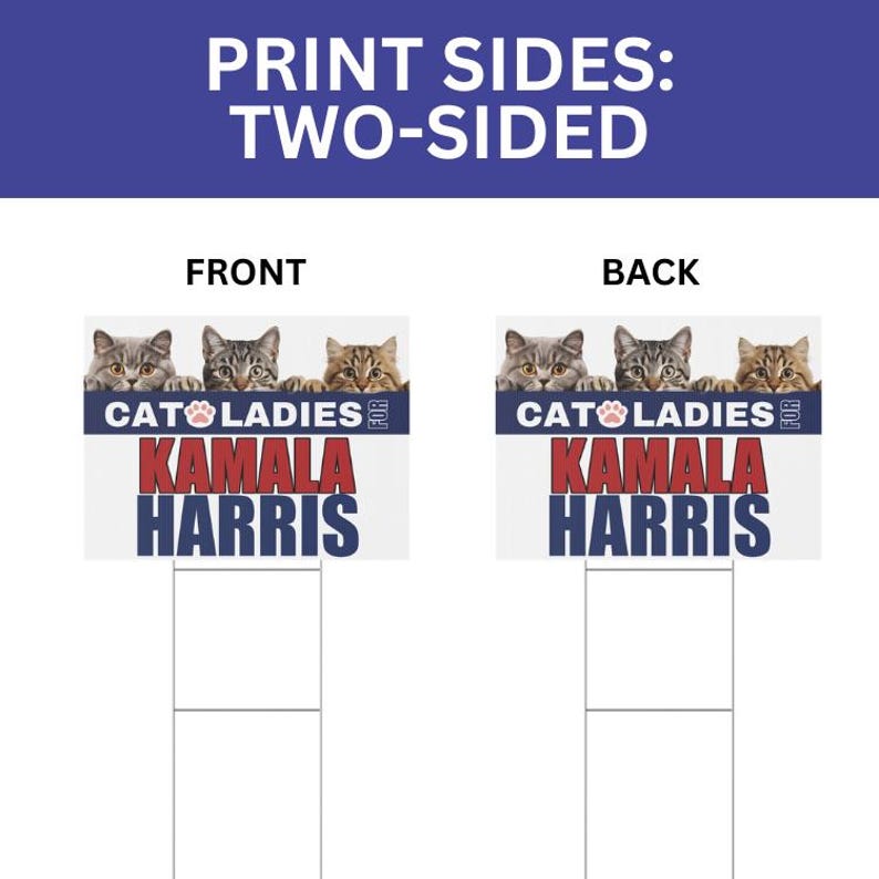 24x18in Kamala Harris Cat Lady Yard Sign, Cat Lady Mom Plastic Yard ...