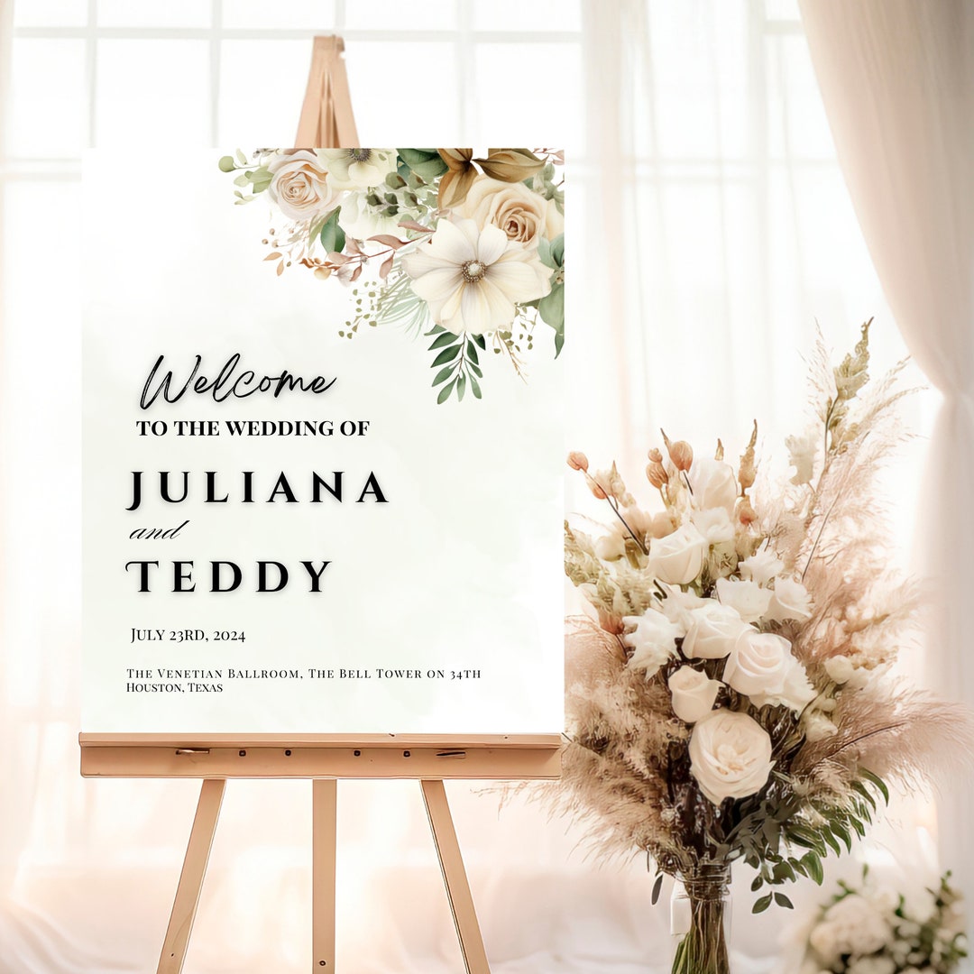 Printable Wedding Ceremony Signs Wedding Welcome Signs Template Elegant ...