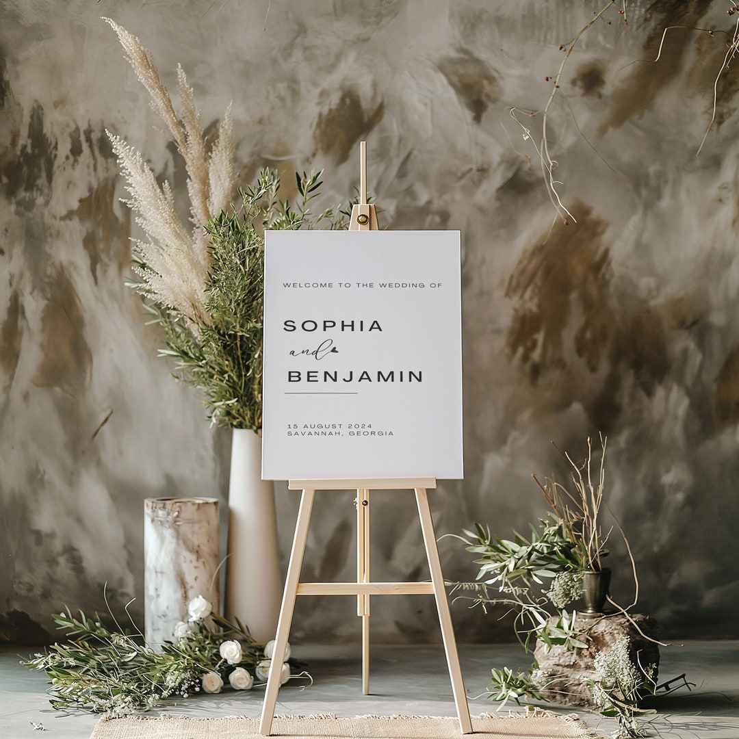 Welcome to Our Wedding Sign - Minimalist Wedding Welcome Sign, Editable ...