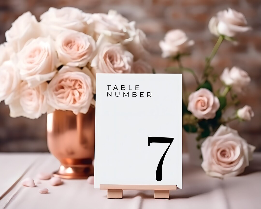 Wedding Table Numbers Sign Minimalist Wedding Table Sign Elegant ...