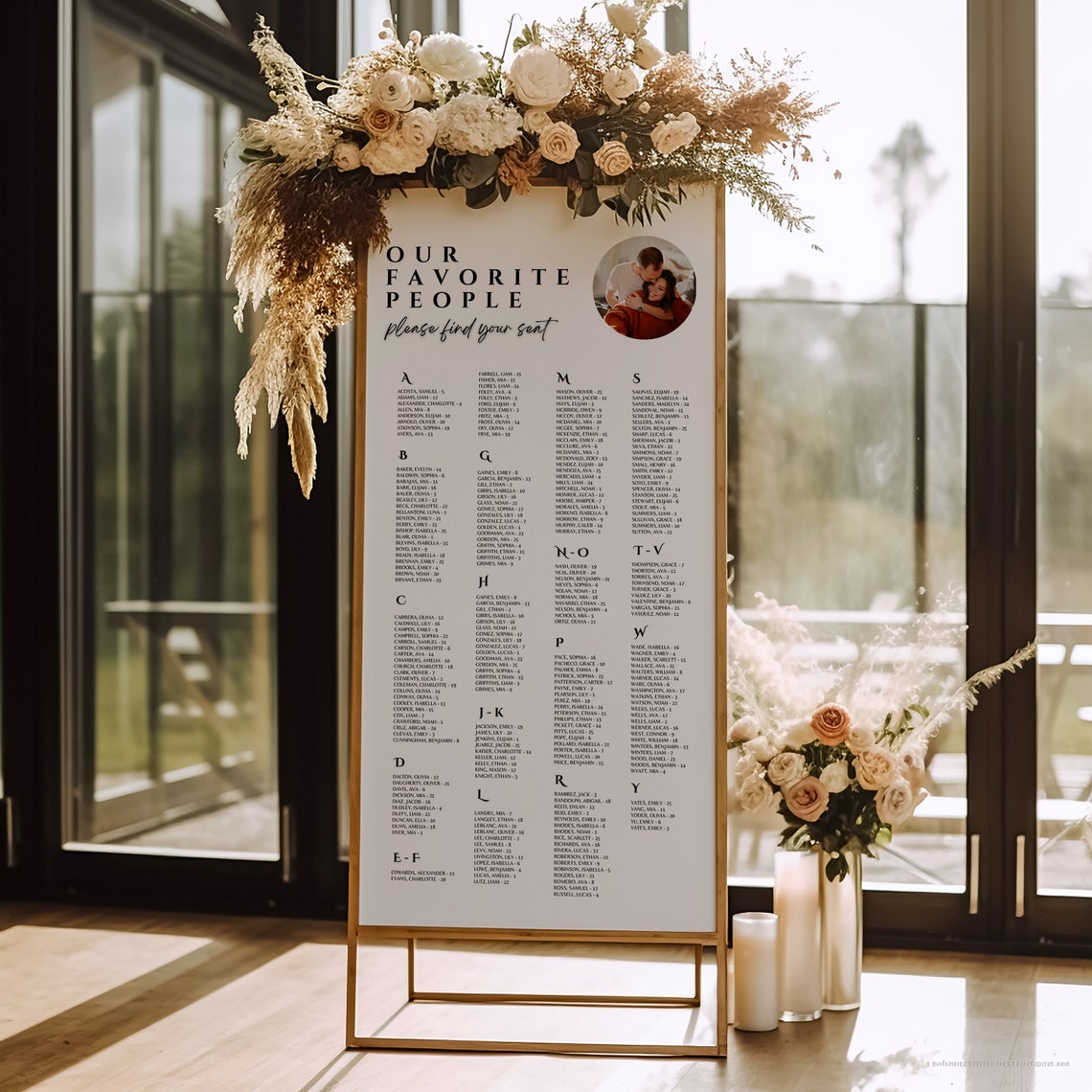 Tall Wedding Seating Chart Alphabetical Order Seating Chart Template ...