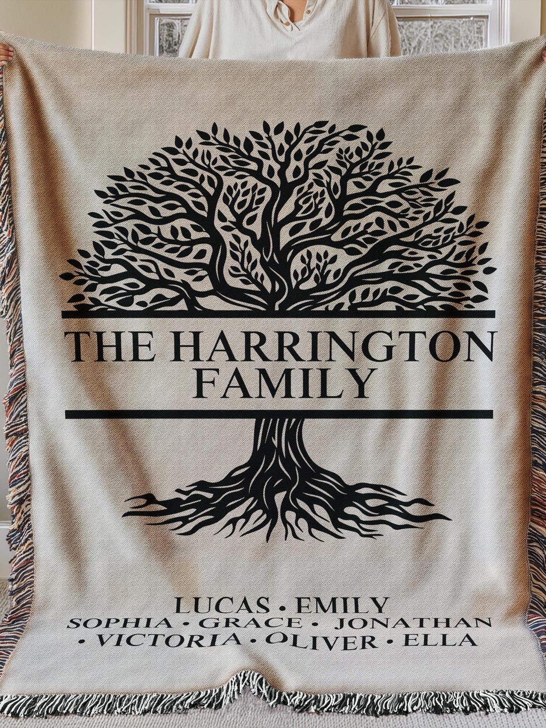 Tree of Life Custom Family Woven Blanket, Personalized Family Tree ...
