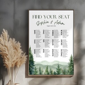 Printable Forest Mountain Wedding Template Bundle, Table Seating Chart ...