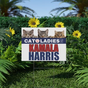 24x18in Kamala Harris Cat Lady Yard Sign, Cat Lady Mom Plastic Yard ...