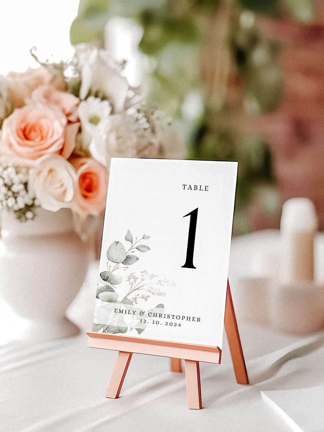Elegant Wedding Table Numbers Cards Minimalist Rustic Table Numbers ...