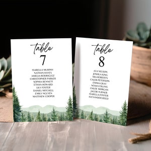 Printable Mountain Wedding Seating Card, Woodland Pine Forest Wedding ...