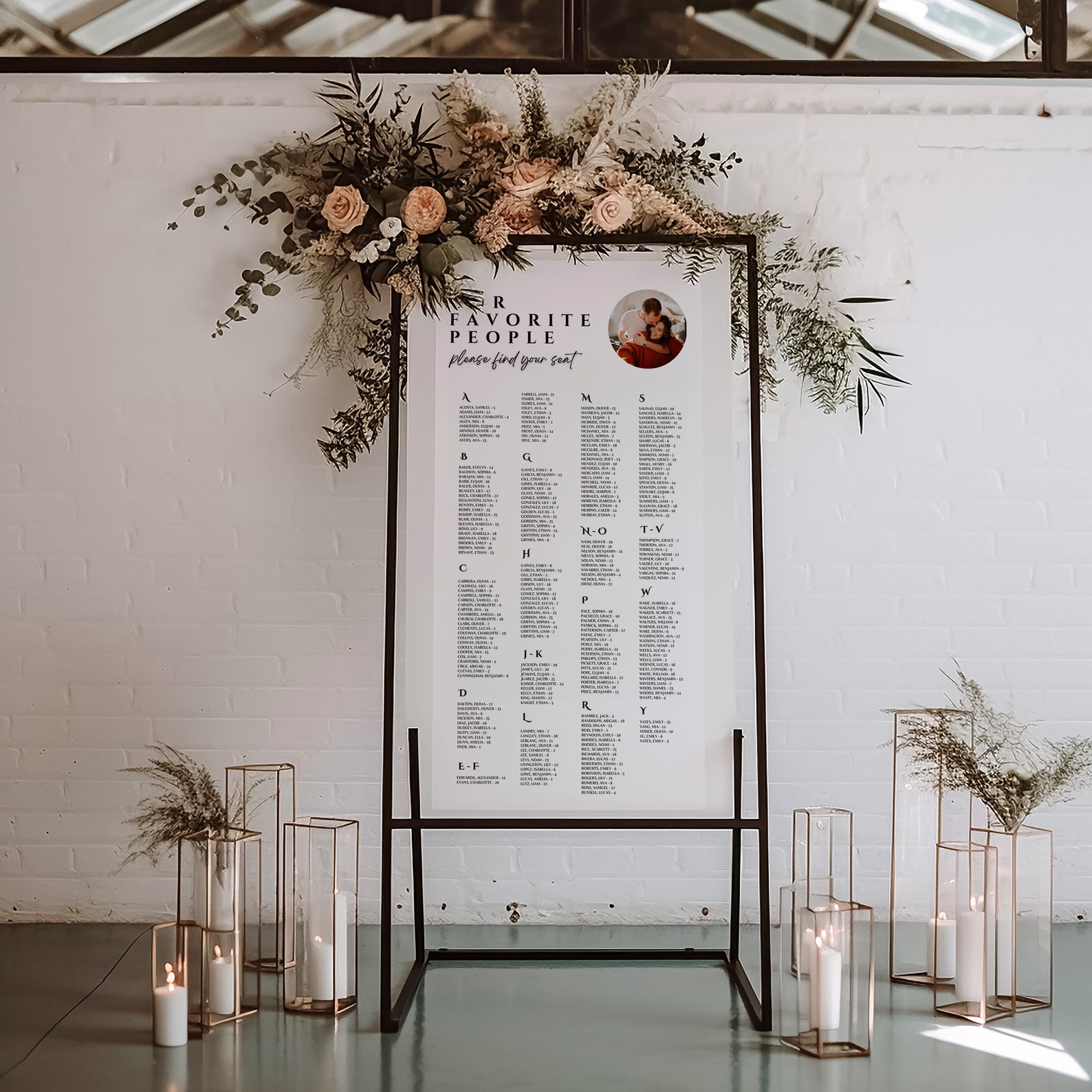 Tall Wedding Seating Chart Alphabetical Order Seating Chart Template ...