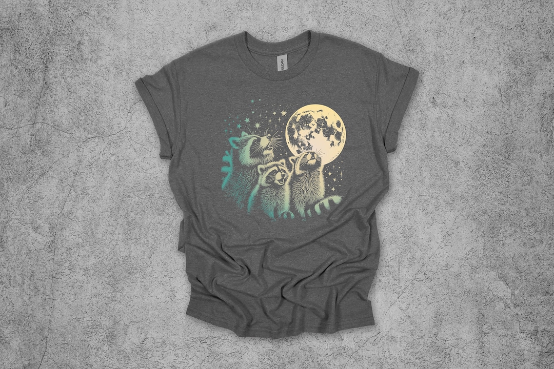 Three Raccoons Howling Retro Vintage Graphic Shirts, Retro Raccoon Moon ...