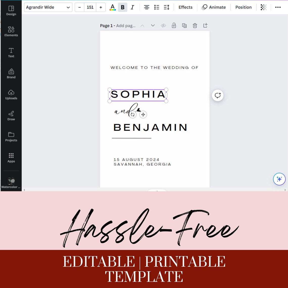 Welcome to Our Wedding Sign Minimalist Wedding Welcome Sign, Editable ...