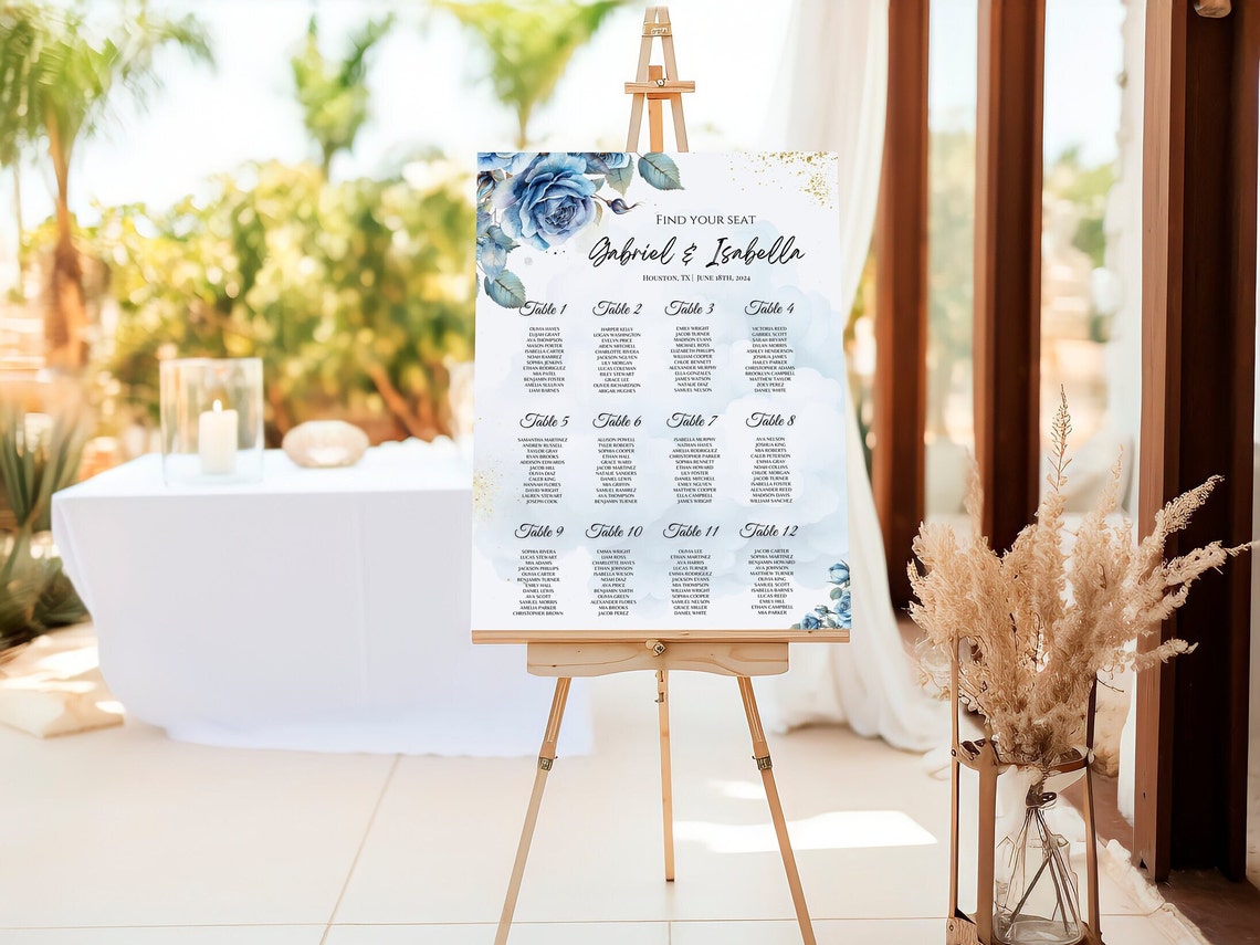 Elegant Wedding Seating Chart Template Editable Wedding Seating Chart ...