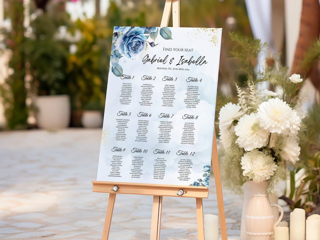 Elegant Wedding Seating Chart Template Editable Wedding Seating Chart ...