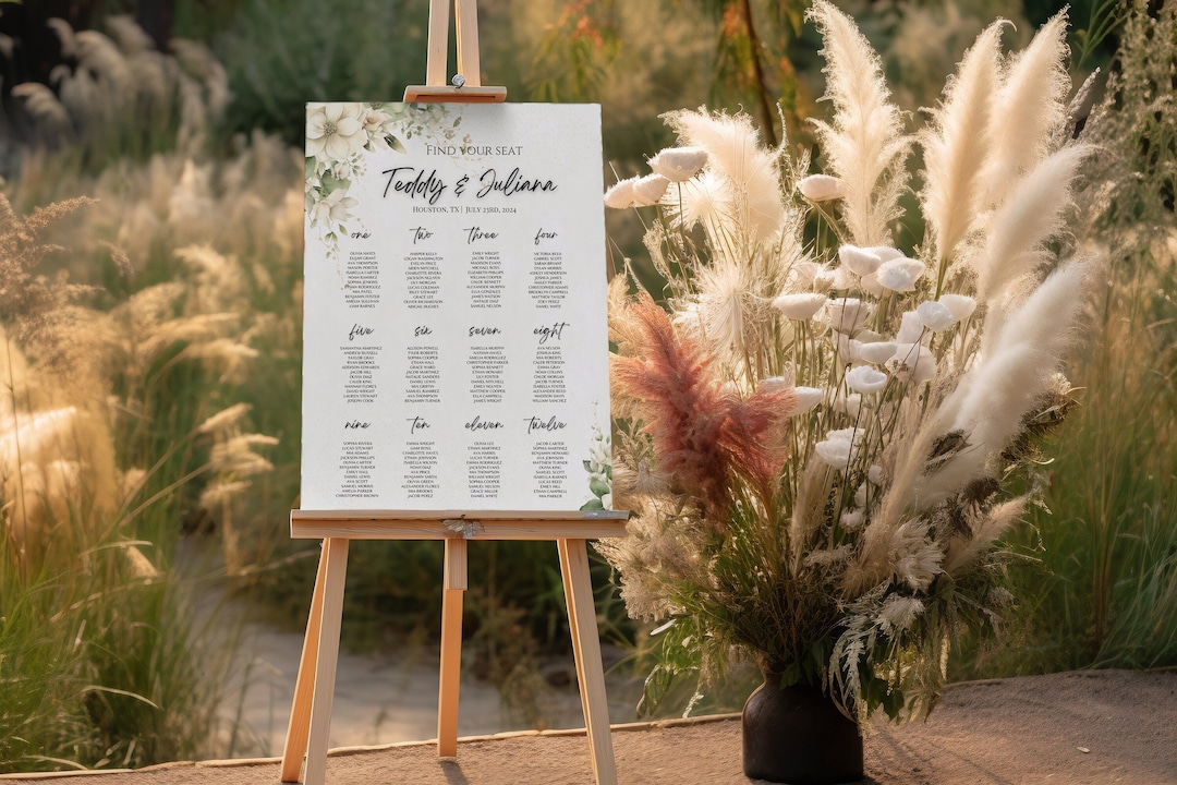 Custom Table Seating Chart Template for Wedding, Editable Wedding Table ...