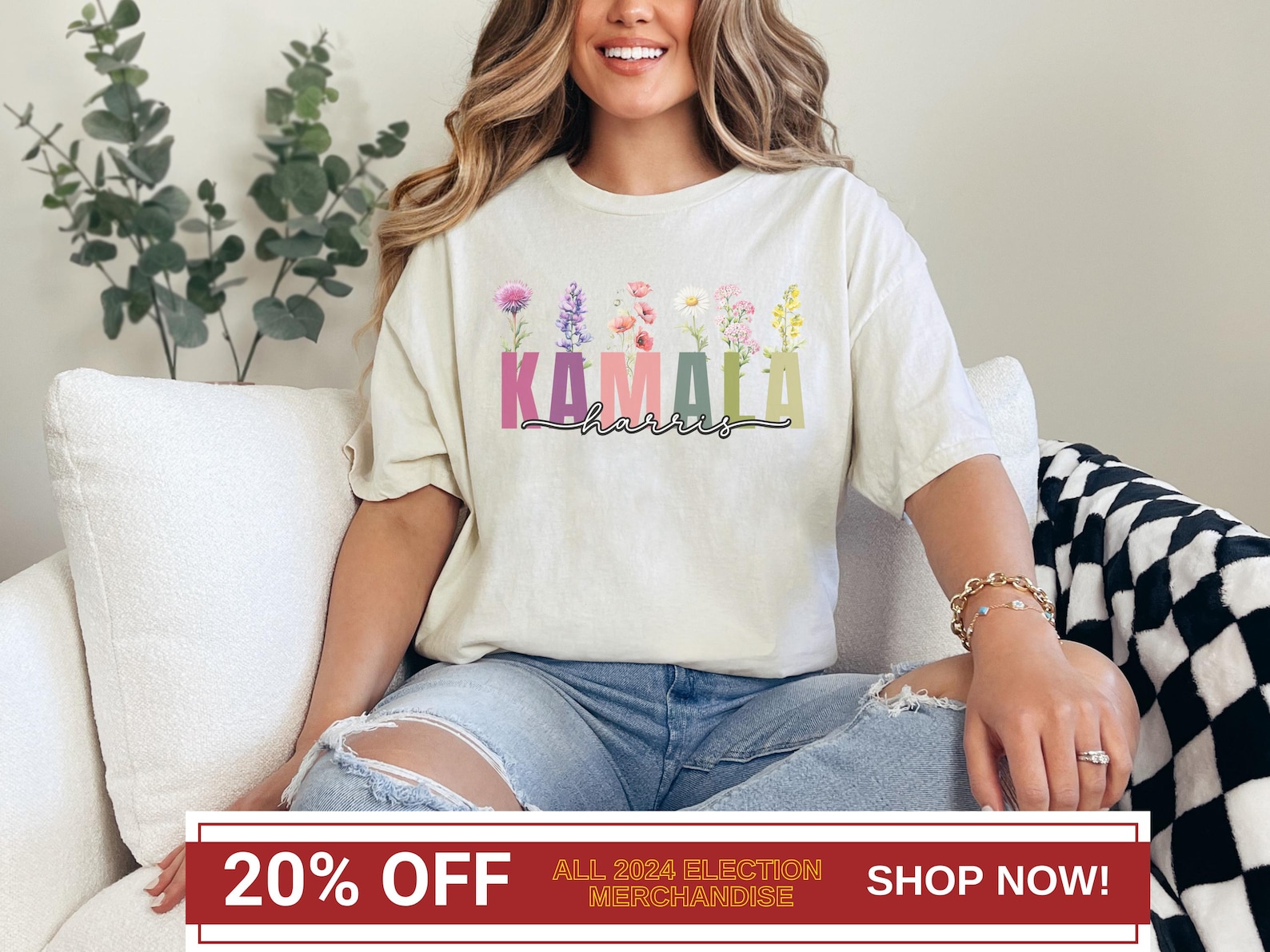 Kamala Harris Wildflower Tee Shirt, 2024 Kamala Harris Election Shirt ...