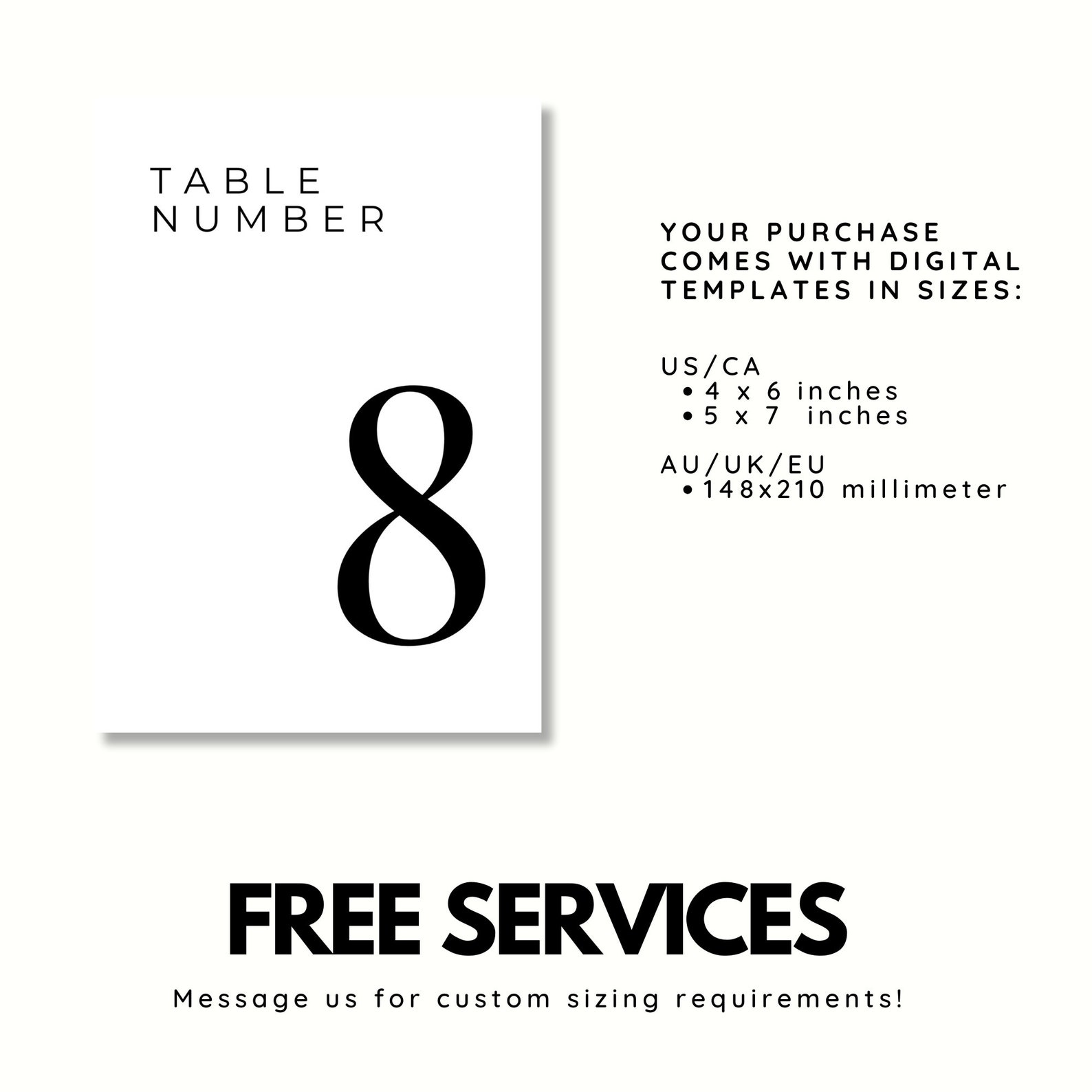 Wedding Table Numbers Sign Minimalist Wedding Table Sign Elegant ...