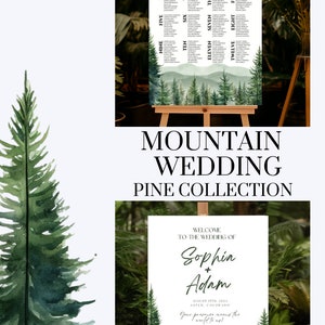 Printable Forest Mountain Wedding Template Bundle, Table Seating Chart ...
