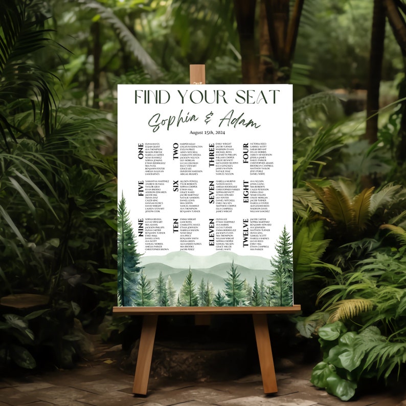 Printable Forest Mountain Wedding Template Bundle, Table Seating Chart ...