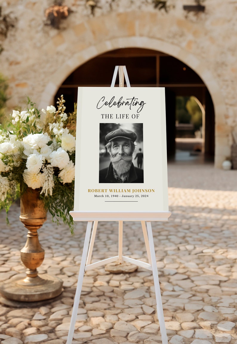 Editable Celebration of Life Funeral Poster, Printable Welcome Sign ...