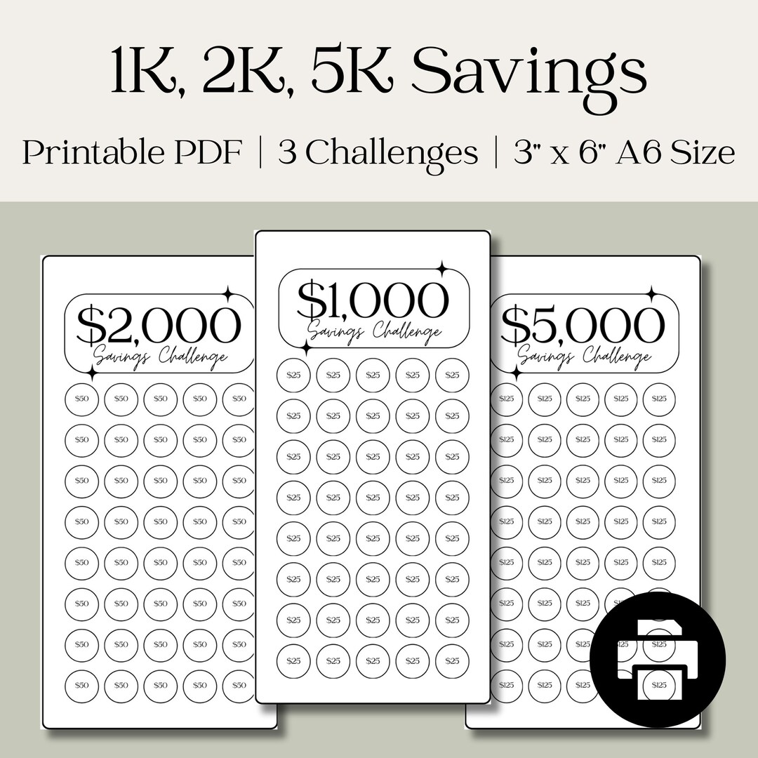 Budget Binder A6 Insert Savings Tracker 1K 2K 5K Savings Challenge ...