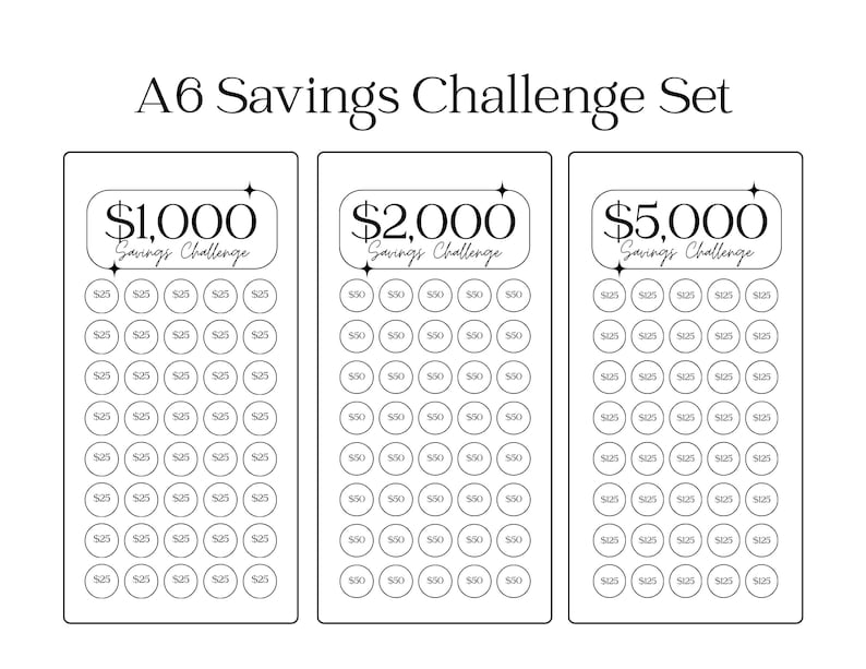 Budget Binder A6 Insert Savings Tracker 1K 2K 5K Savings Challenge Printable Bundle | Minimalist ...