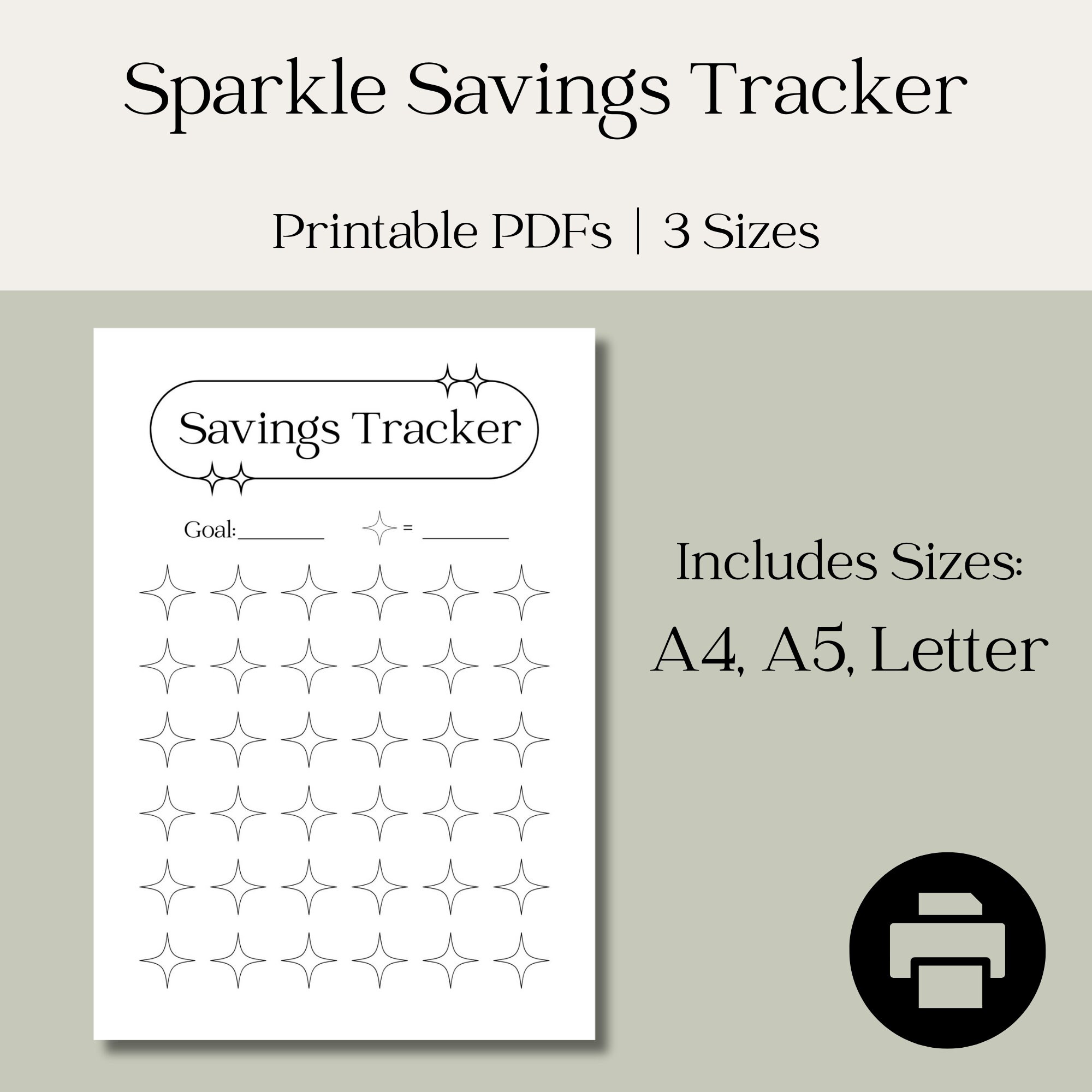 Savings Tracker A4 A5 Letter Sparkle Savings Challenge Printable ...
