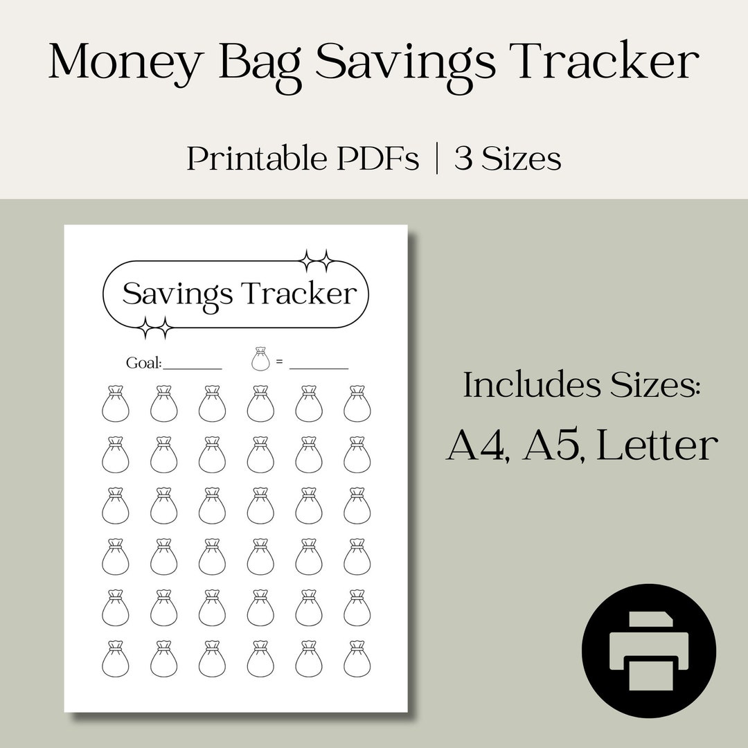 Savings Tracker A4 A5 Letter Money Bag Savings Challenge Printable ...