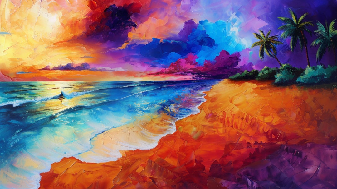 Colorful Beach Scene for Samsung Frame TV - Etsy