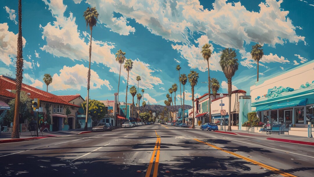 Los Angeles Retro Art Scene for Samsung Frame TV - Etsy