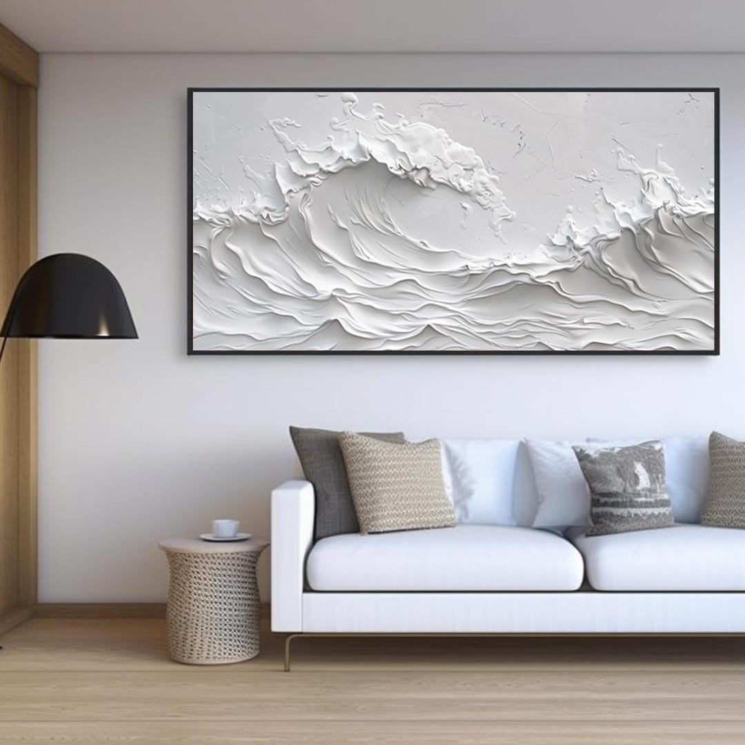 Large Original 3D Simple Ocean Wave Painting Wabi Sabi 3D Texture Art ...