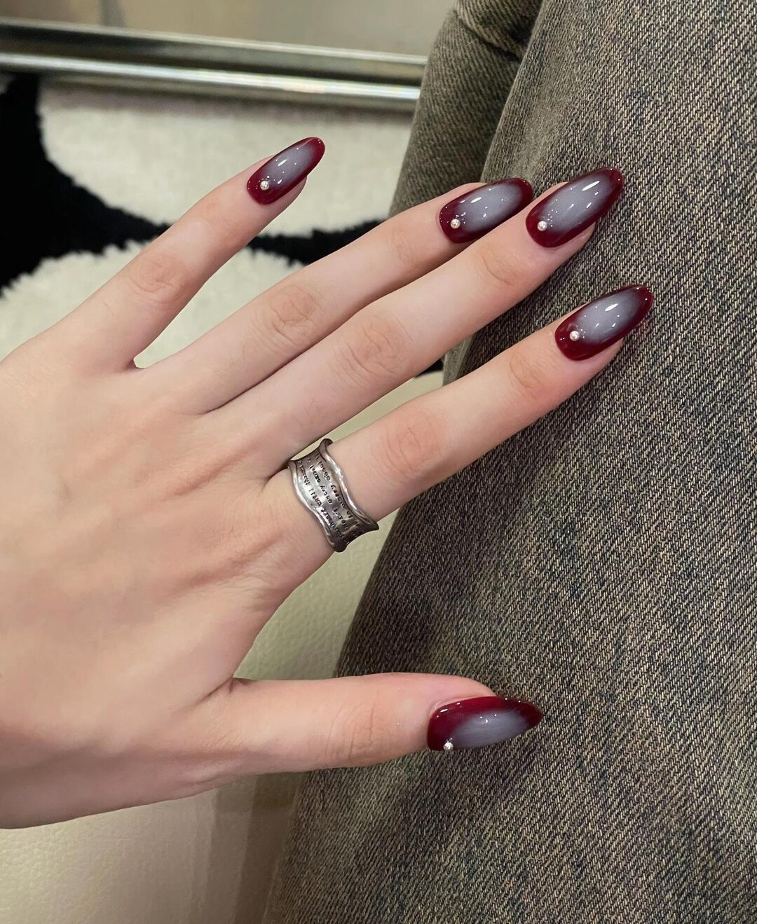 Claret Red Aurora Nails /custom Press on Nails/ Hand Made Press on ...