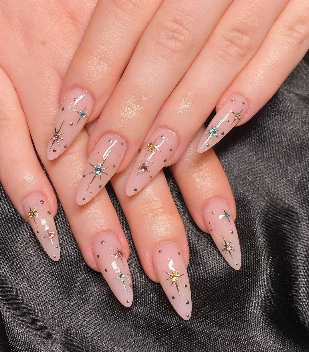 Gold Star Nails/ Custom Press on Nails/ Hand Made Press on Nails/faux ...