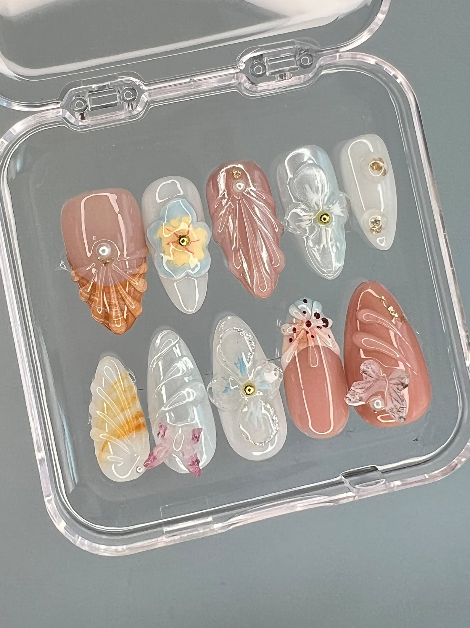 3d Flora Hand Painted Nails /custom Press on Nails/ Hand Made Press on ...