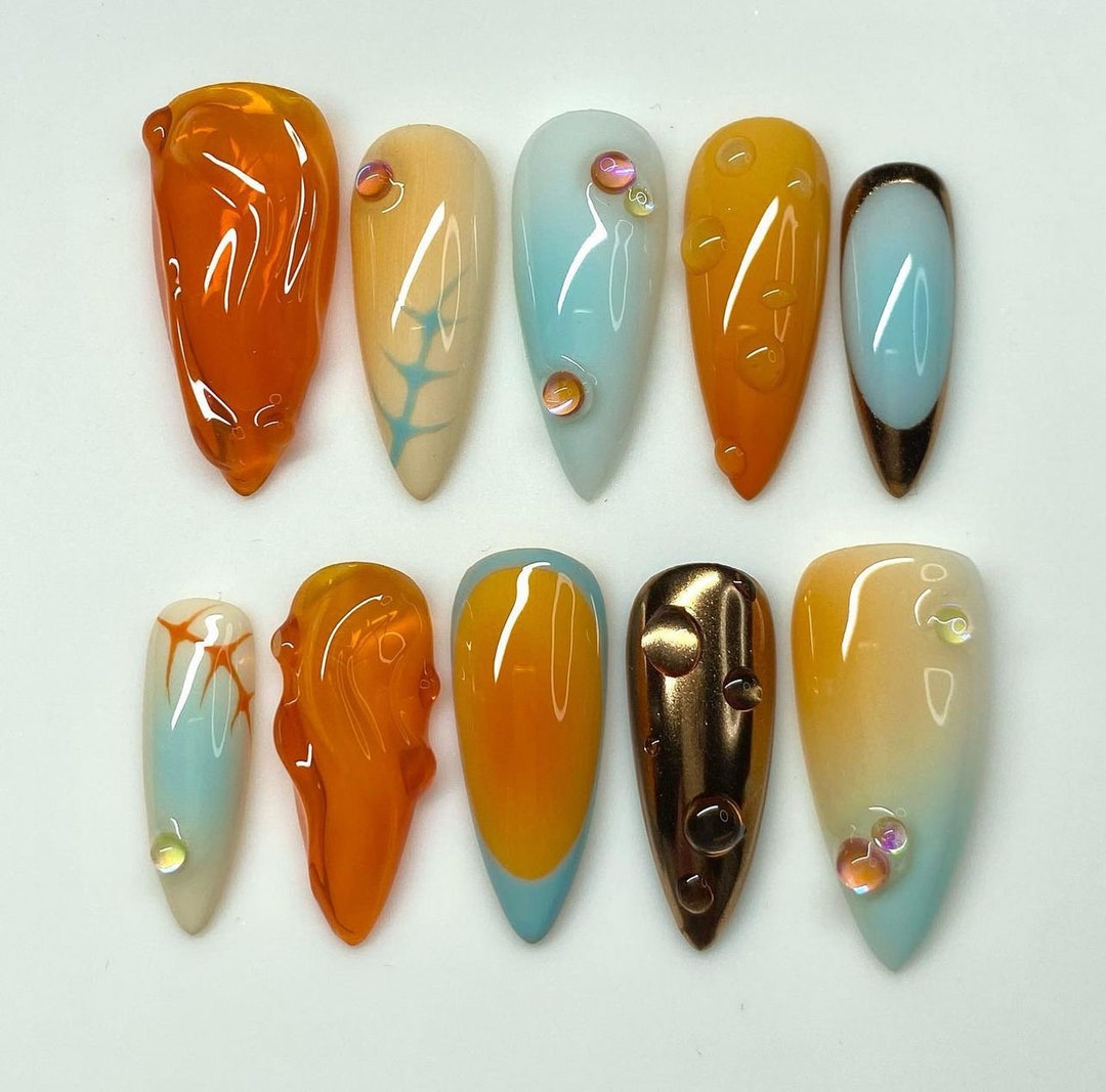 Colorful Graffiti Hand Painted Nails /custom Press on Nails/ Hand Made ...