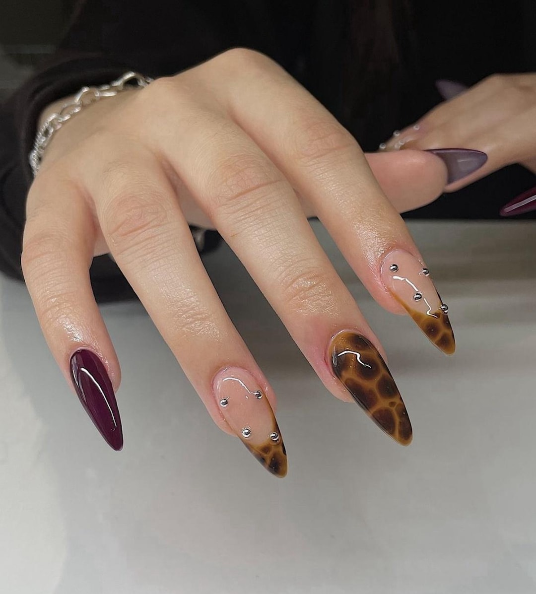 Tortoise Shell French Nails/ Custom Press on Nails/ Hand Made Press on ...
