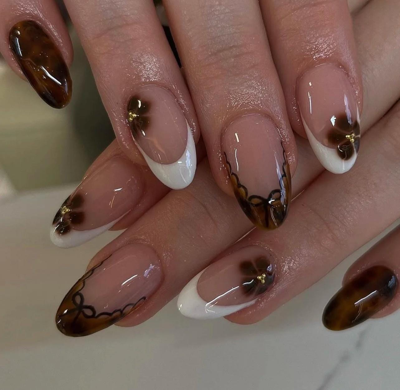 Tortoise Shell Press on Nails: Handmade Faux Acrylic Gel Nails - Etsy
