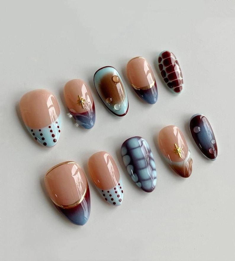 Handmade Crocodile Print Press on Nails: Faux Gel Acrylic - Etsy