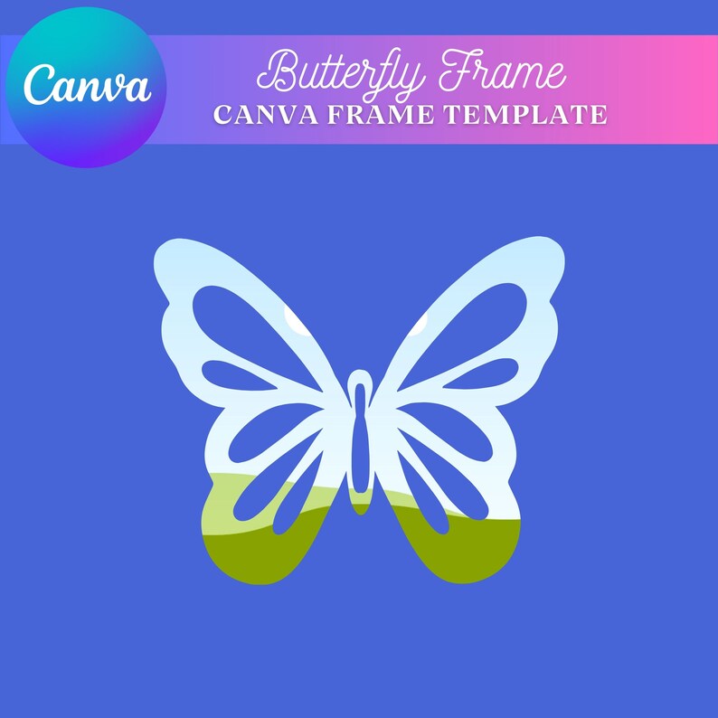 Butterfly Canva Frame, Canva Template, Drag and Drop Photo, Fill Your ...
