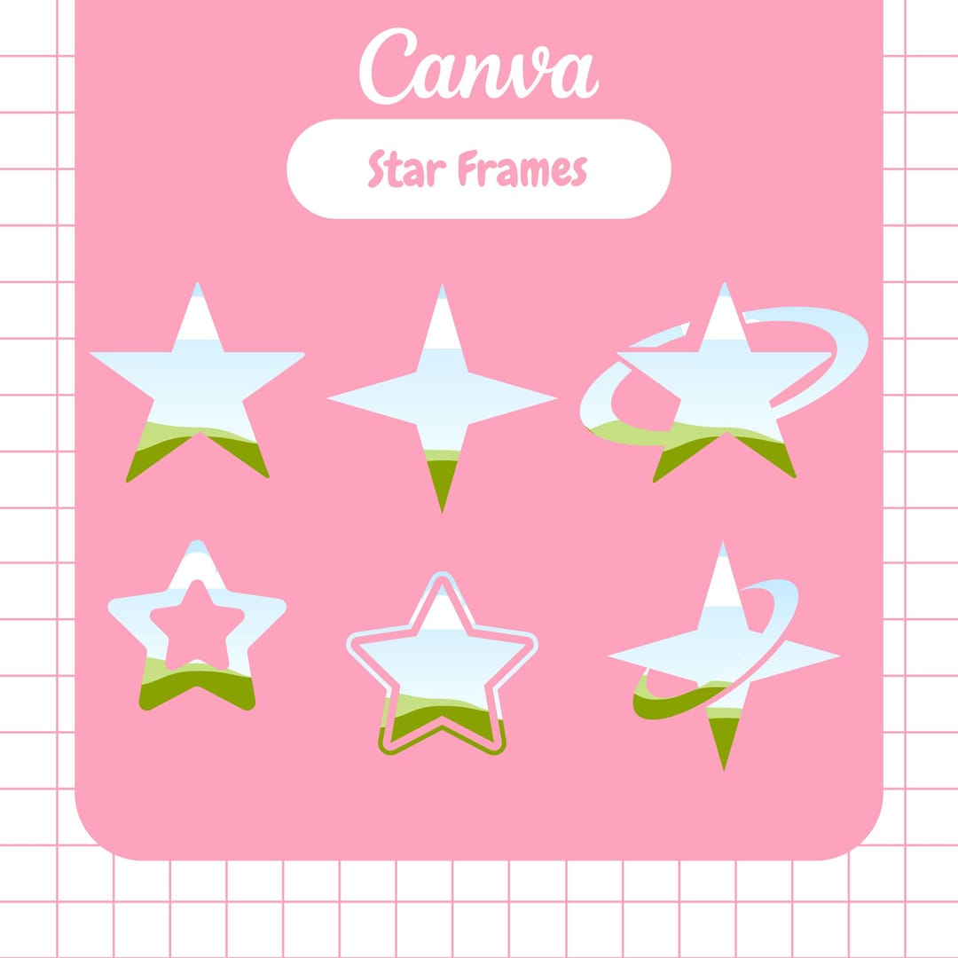 Star Canva Frames Bundle, Custom Canva Frame, Drag and Drop Photo, Add ...